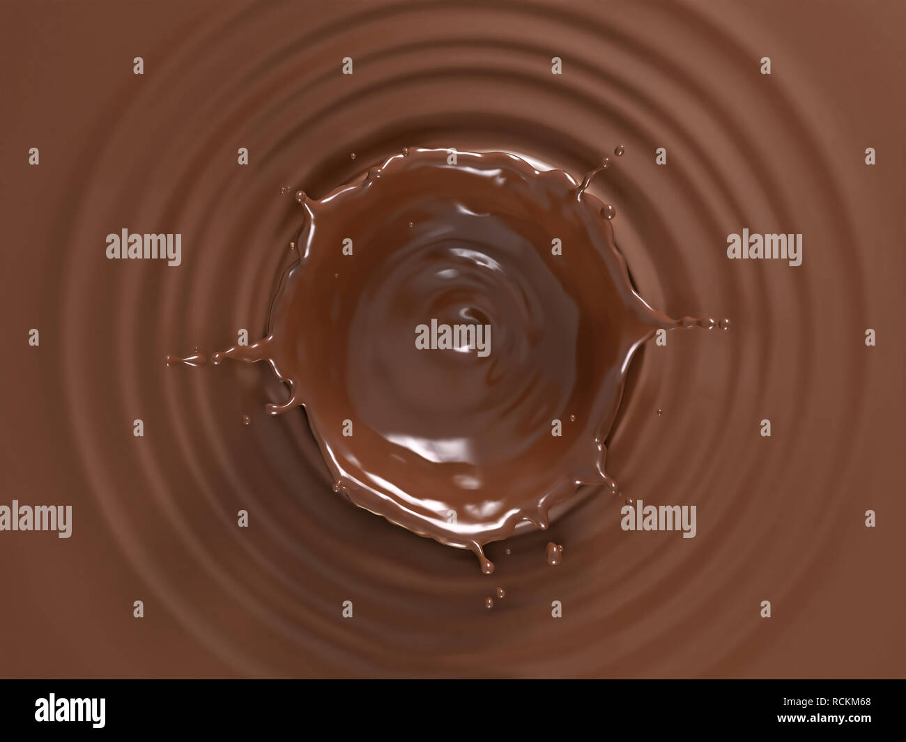 Liquid chocolate crown splash. In a liquid chocolate pool. With ...