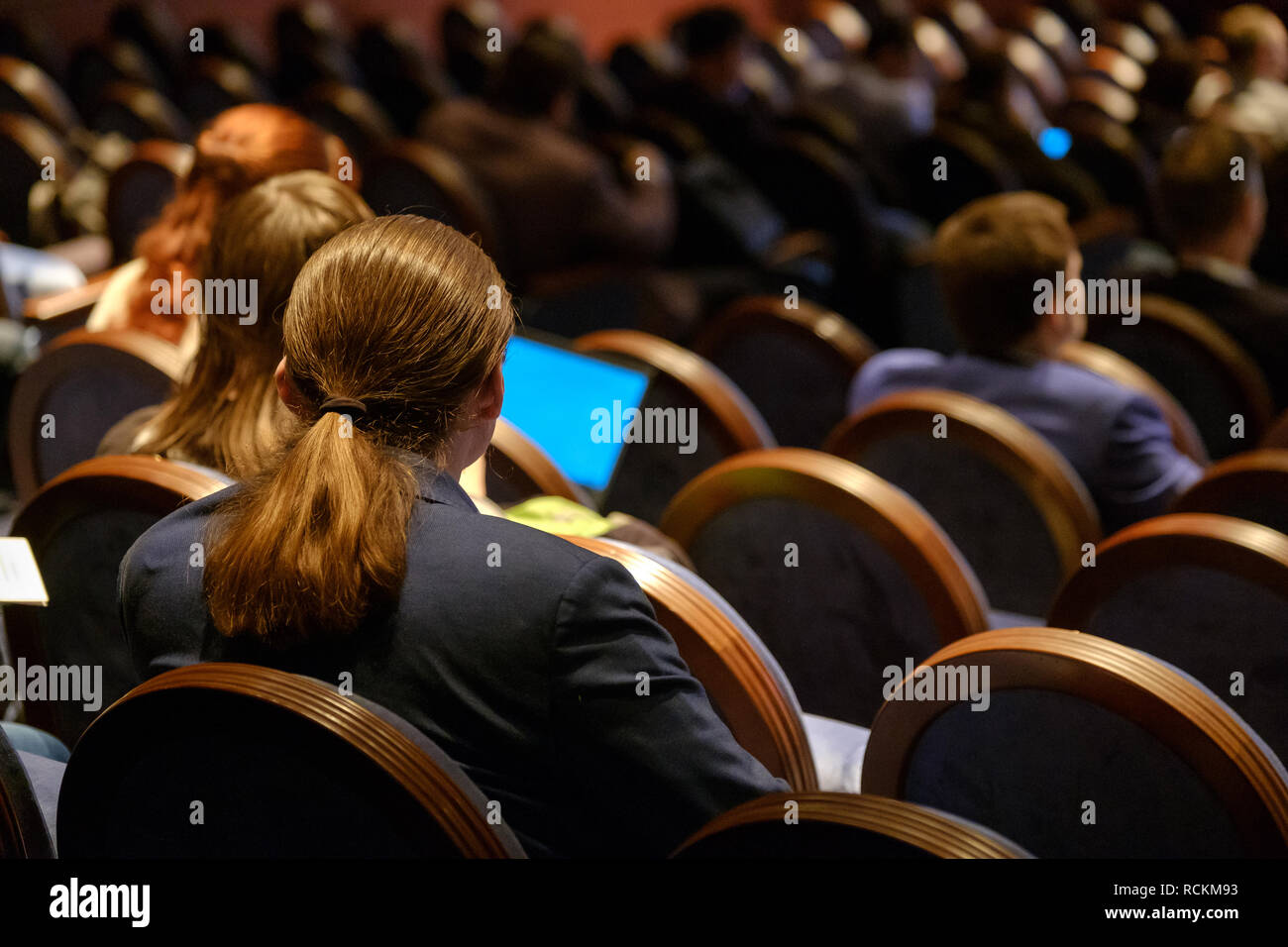 People attend business conference in congress hall Stock Photo - Alamy