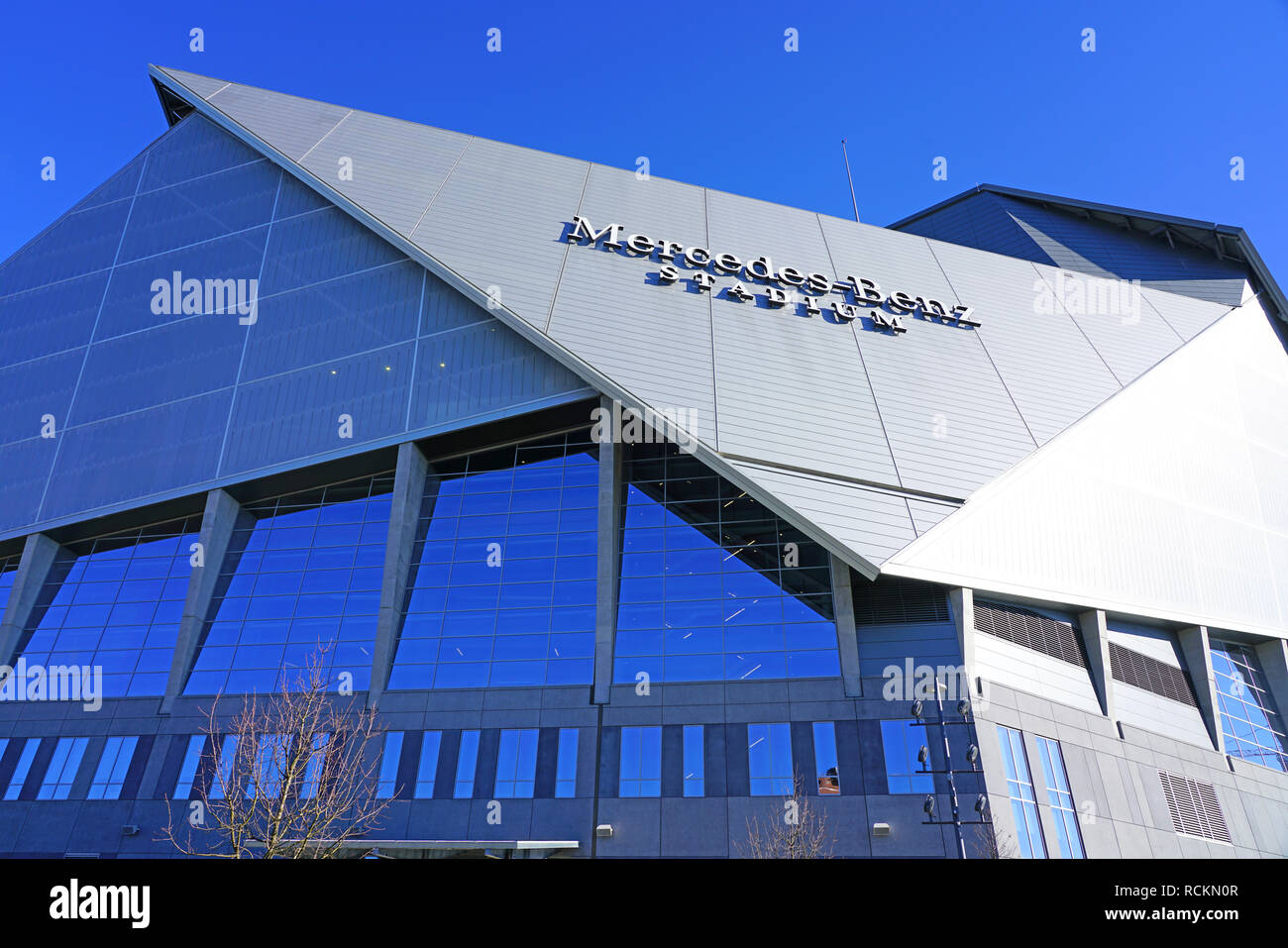 View of the Mercedes-Benz Stadium, a multi-purpose sports arena in ...