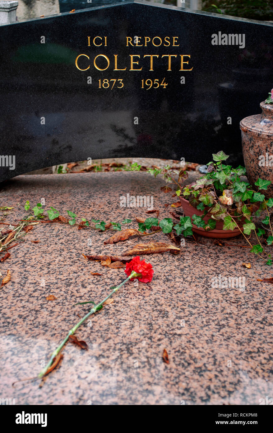 tomb of the writer Colette at Père Lachaise Cemetery, Paris, France ...