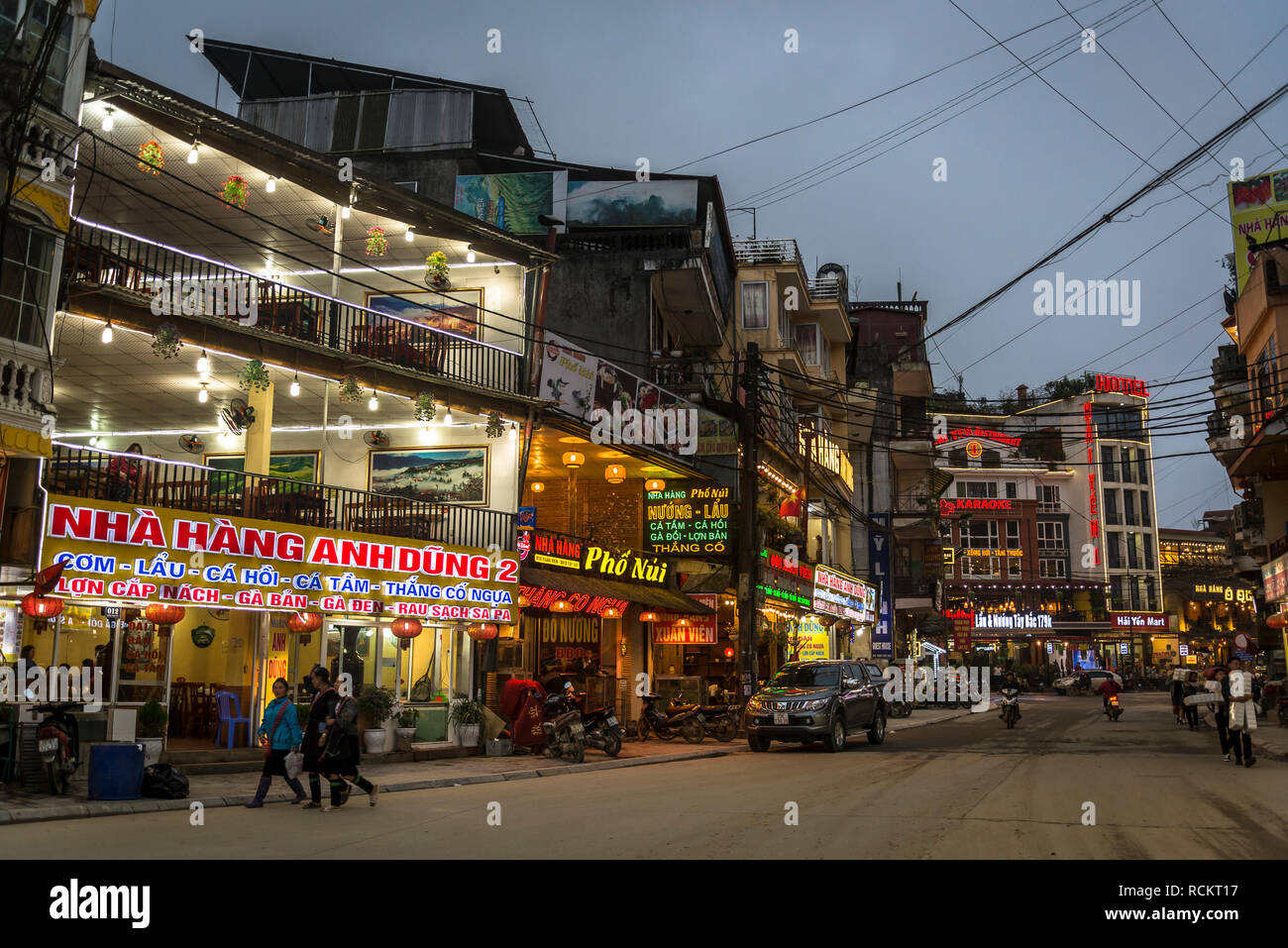 Street in Sa Pa, Established as a hill station by the French in 1922 ...