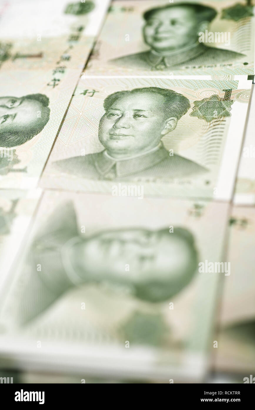 Yuan banknotes on a table Stock Photo - Alamy