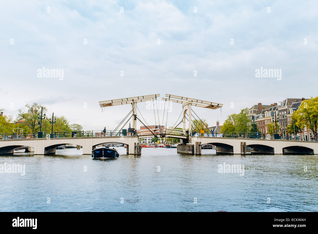 Amsterdam, Netherlands September 5, 2017: Magere Brug Bridge and Amstel ...