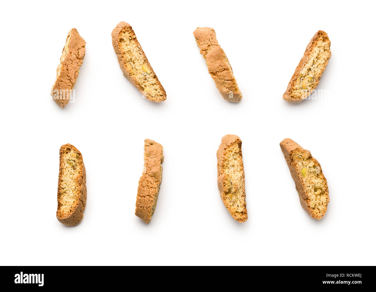 Sweet cantuccini biscuits. Italian biscotti isolated on white ...