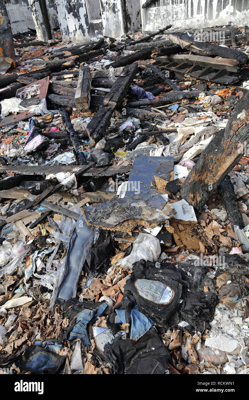 Scattered Debris in Garment Factory After Fire Damage Stock Photo - Alamy