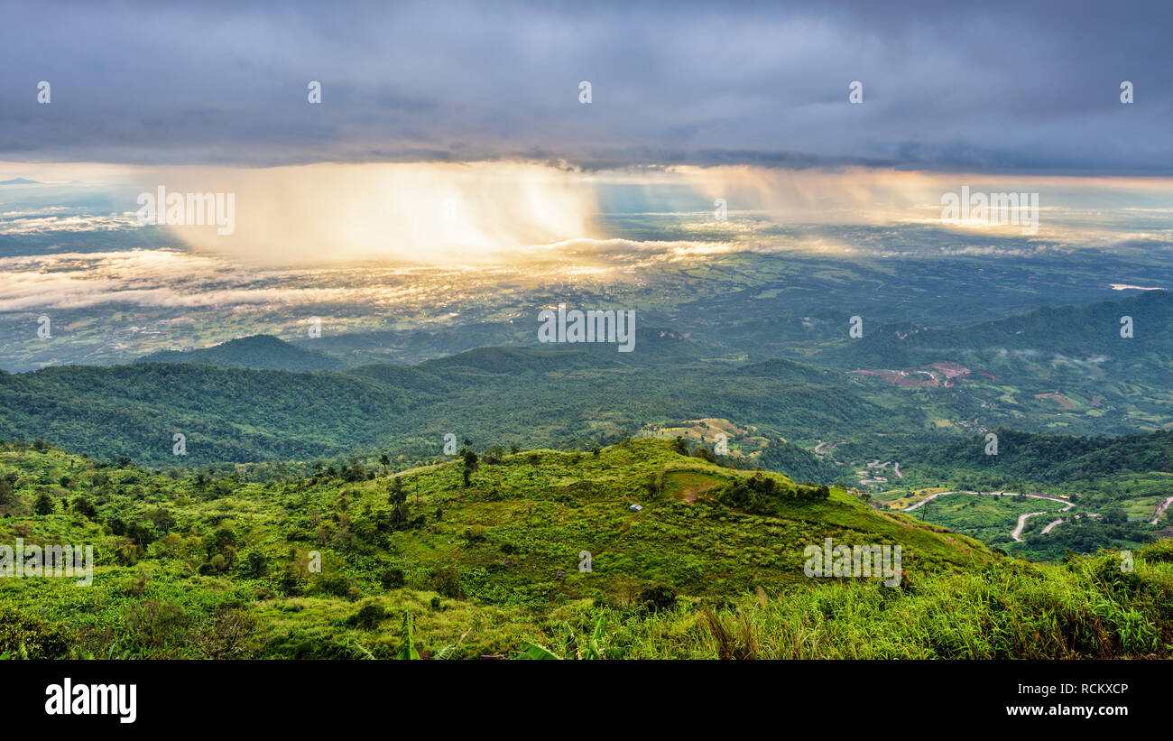 High view beautiful nature landscape of the mountain sky forest and the ...