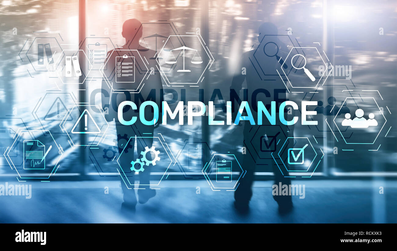 Compliance diagram with icons. Business concept on abstract background ...