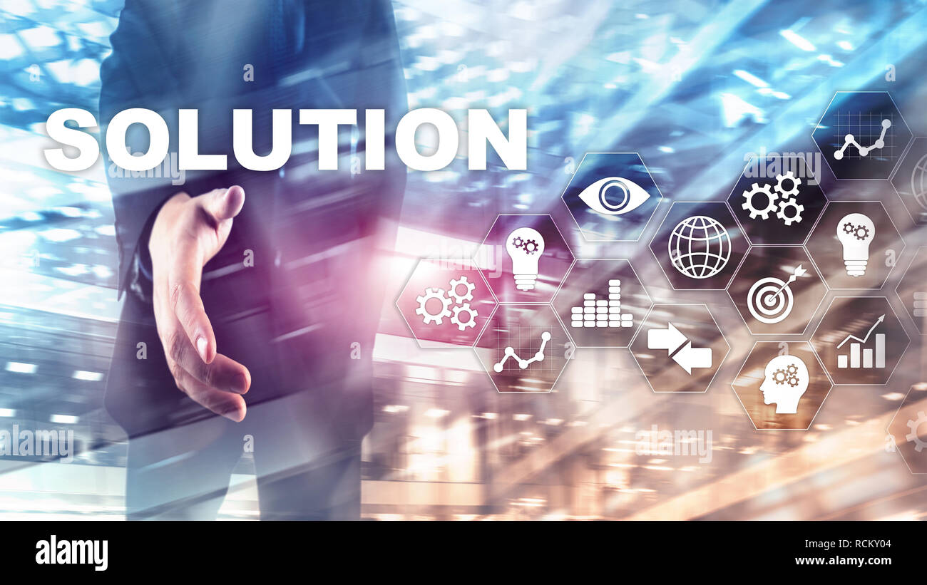 Business solutions, success and strategy concept. Structuring virtual ...