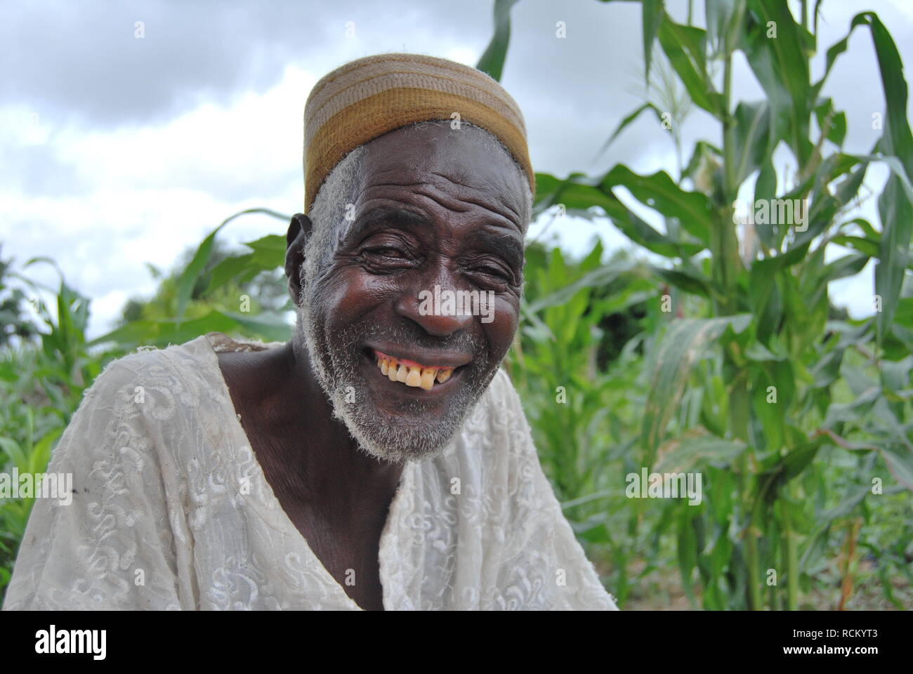 An old Fulani man at the edge of a corn field in Niger, Africa Stock ...