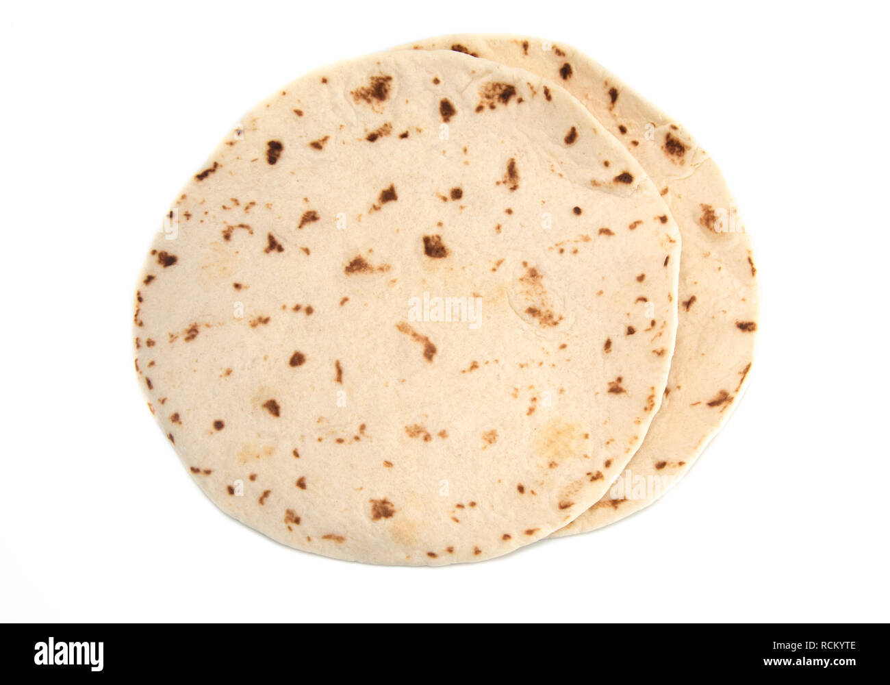 Fluffy White Tortillas on a White Background Stock Photo - Alamy
