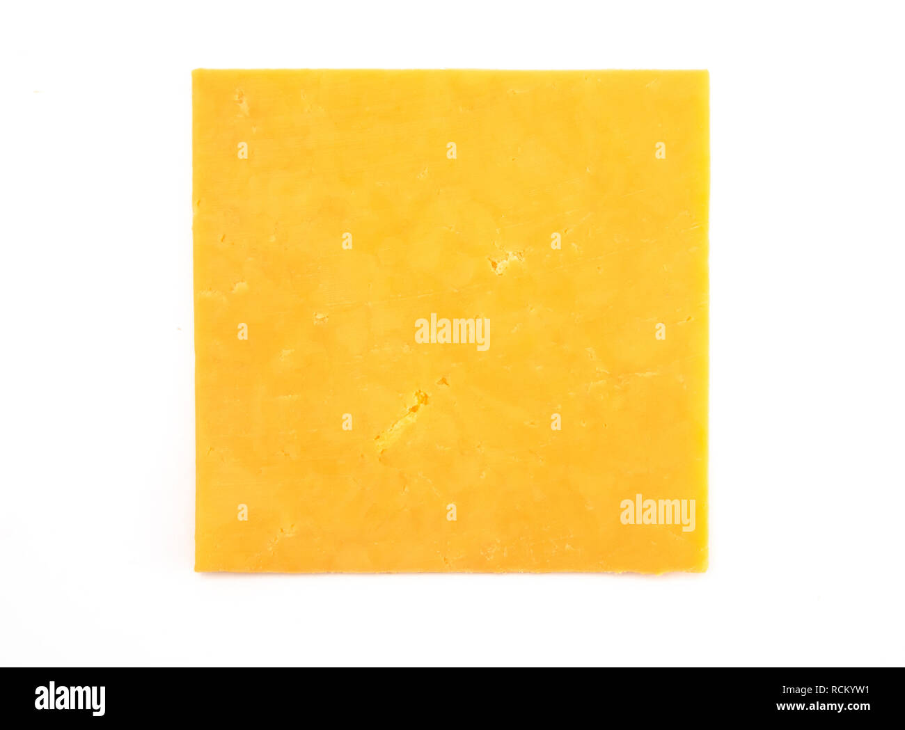 Single Slice of Cheddar Sandwich Cheese on a White Background Stock ...