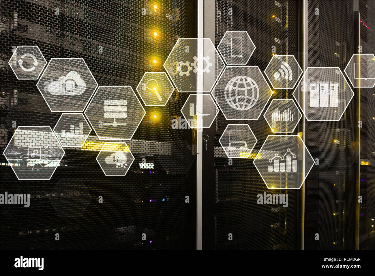 Technology infrastructure cloud technology and communication. Data ...