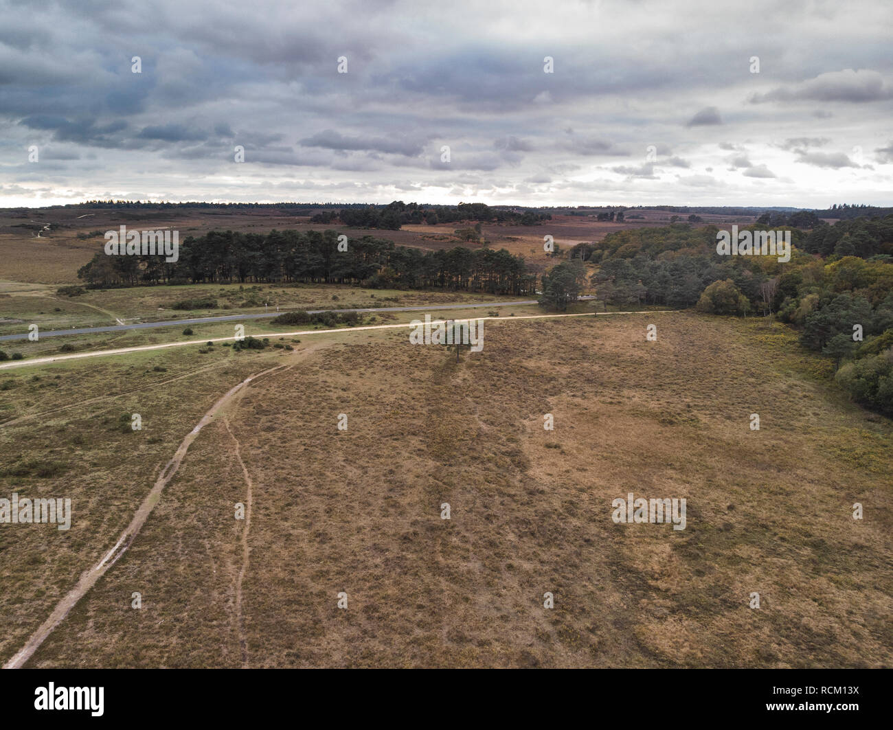 Stunning bird's eye view drone landscape image during Autumn Fall of ...