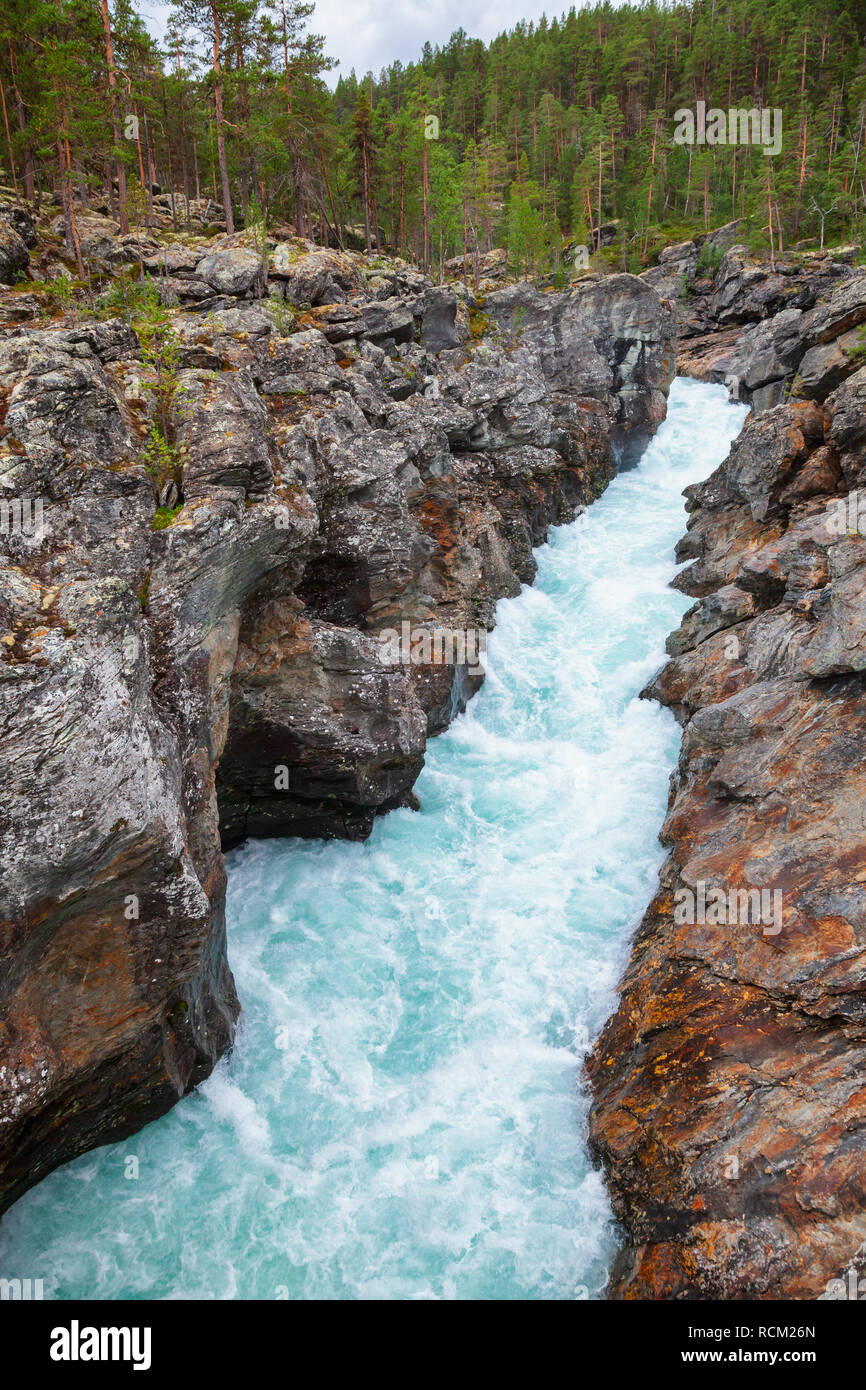 Ridderspranget (the knight's leap) ravine on the Sjoa river in Oppland ...