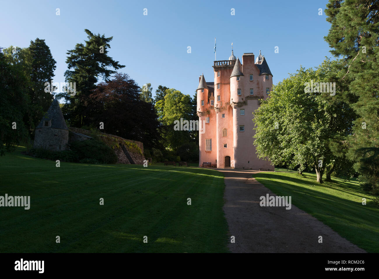 Craigievar Castle (pinkish harled facade). Excellent example of the ...