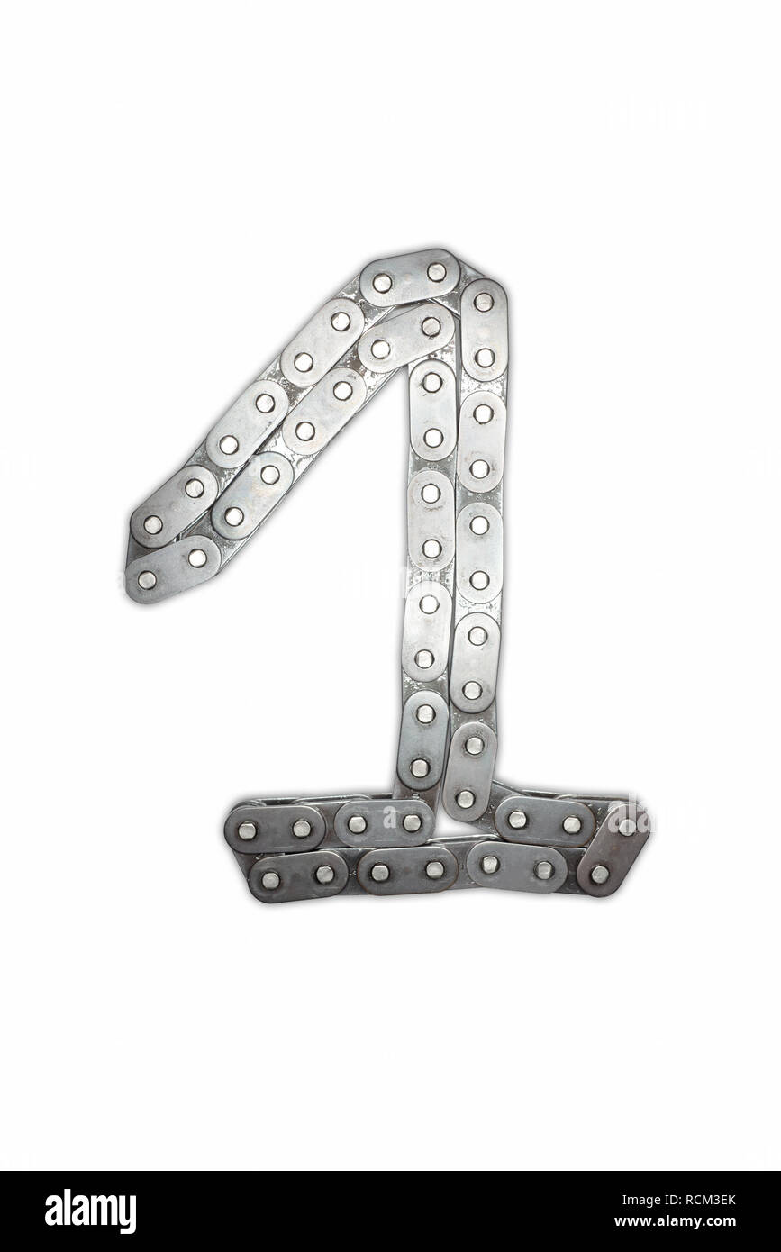 Isolated chain alphabet. Numerals font. Number one 1 Stock Photo - Alamy