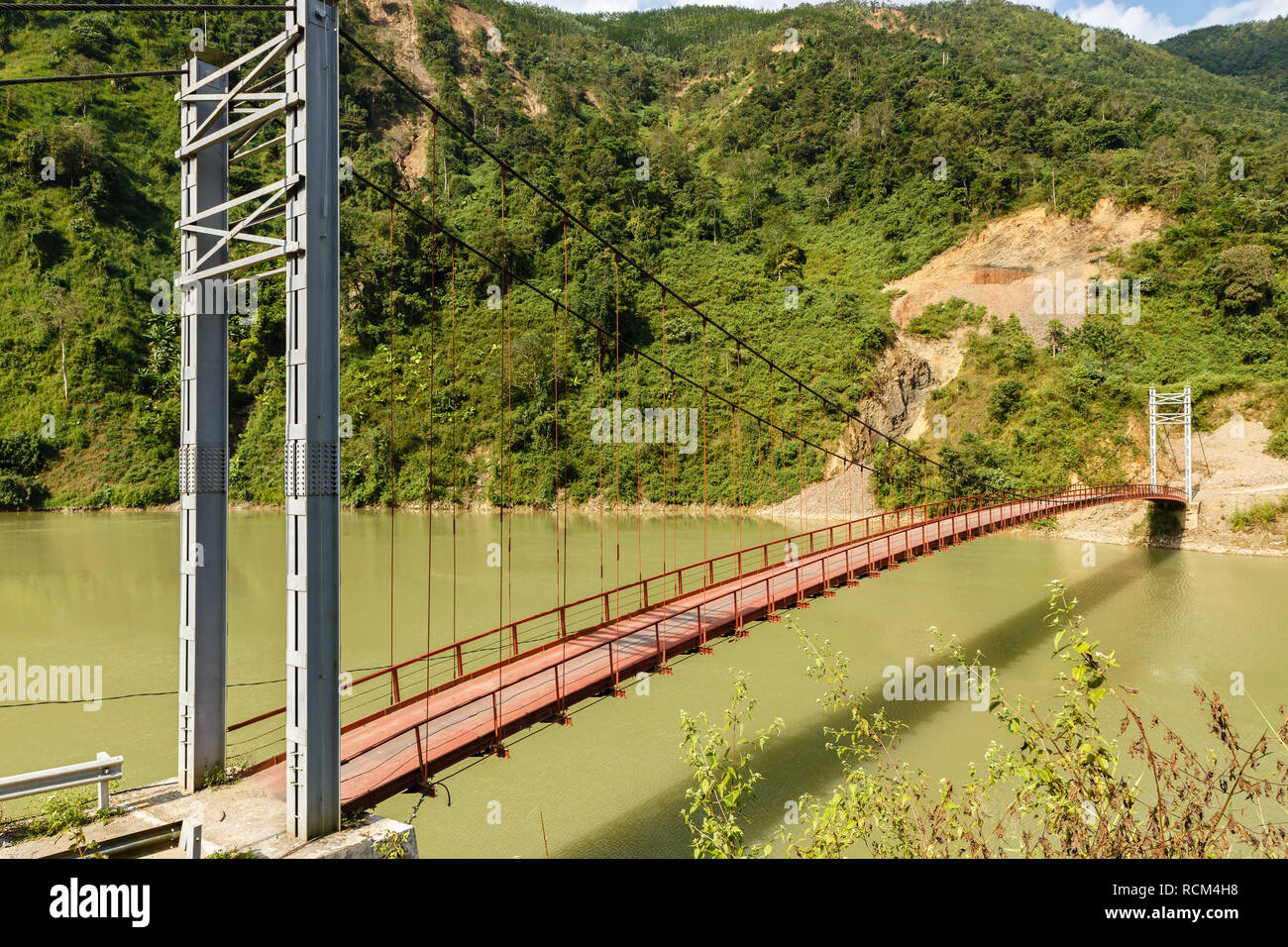 pedestrian bridge over the Nam na River, Vietnam Stock Photo - Alamy