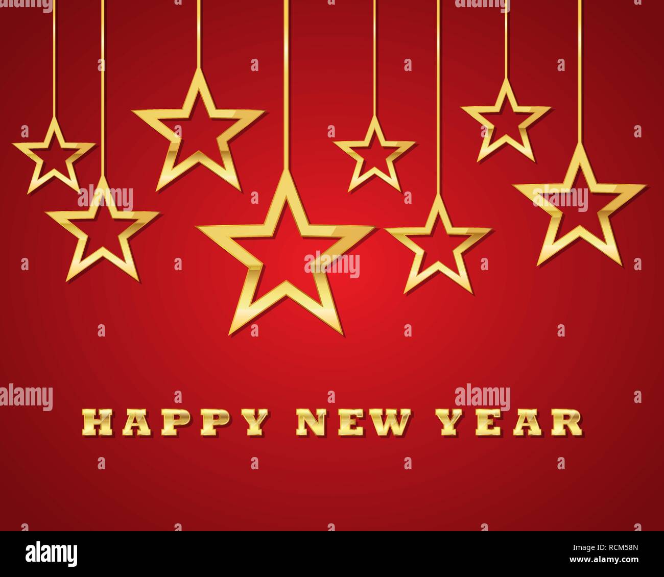 Festive New Year background with hanging golden stars.Vector ...