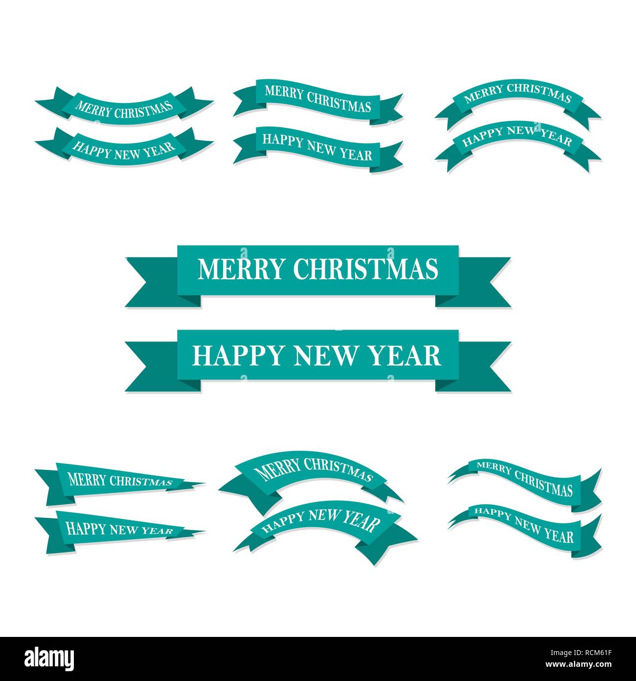 Set of Christmas and New Year ribbons. Vector illustration. Festive ...