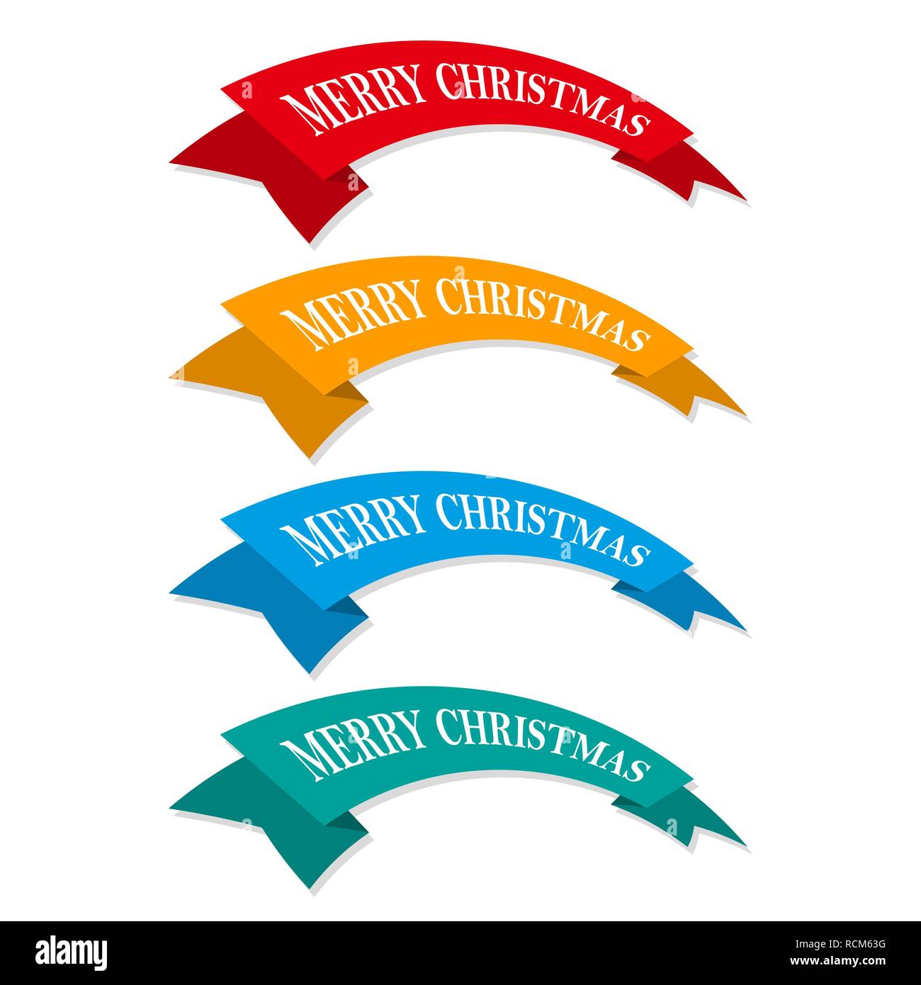 Set of colored Christmas ribbons or ribbons. Vector illustration ...