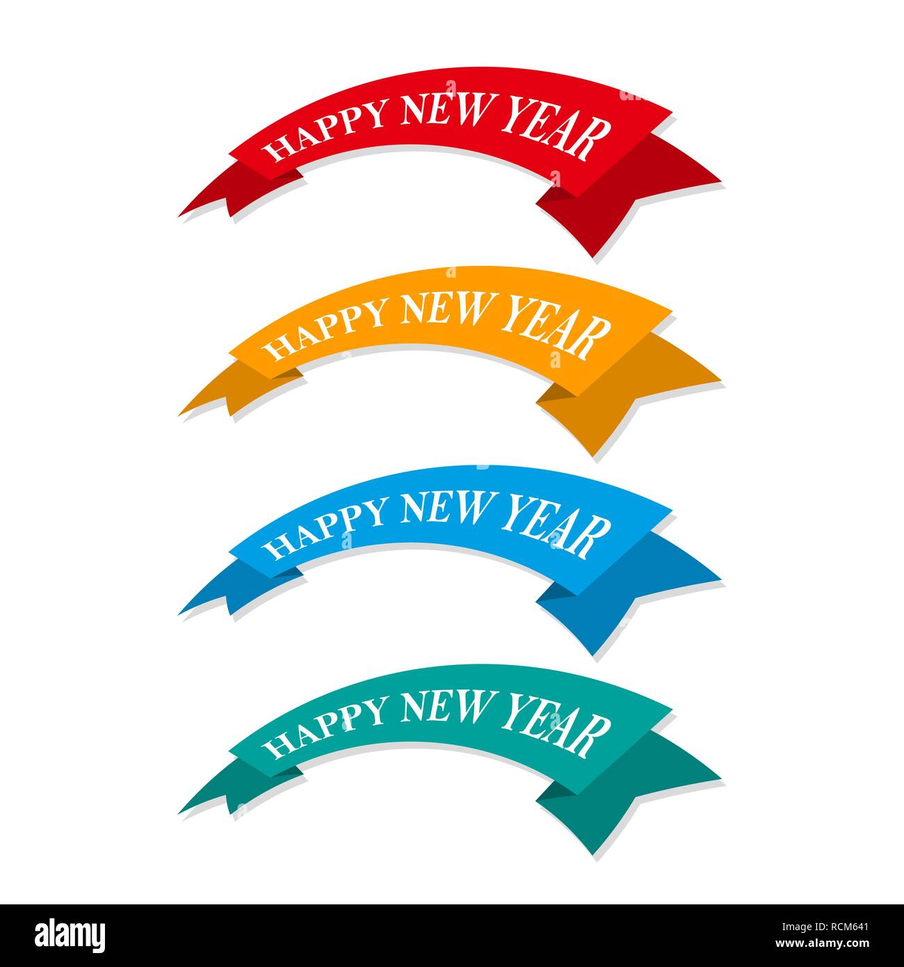 Set of colored New Year ribbons or banners. Vector illustration ...