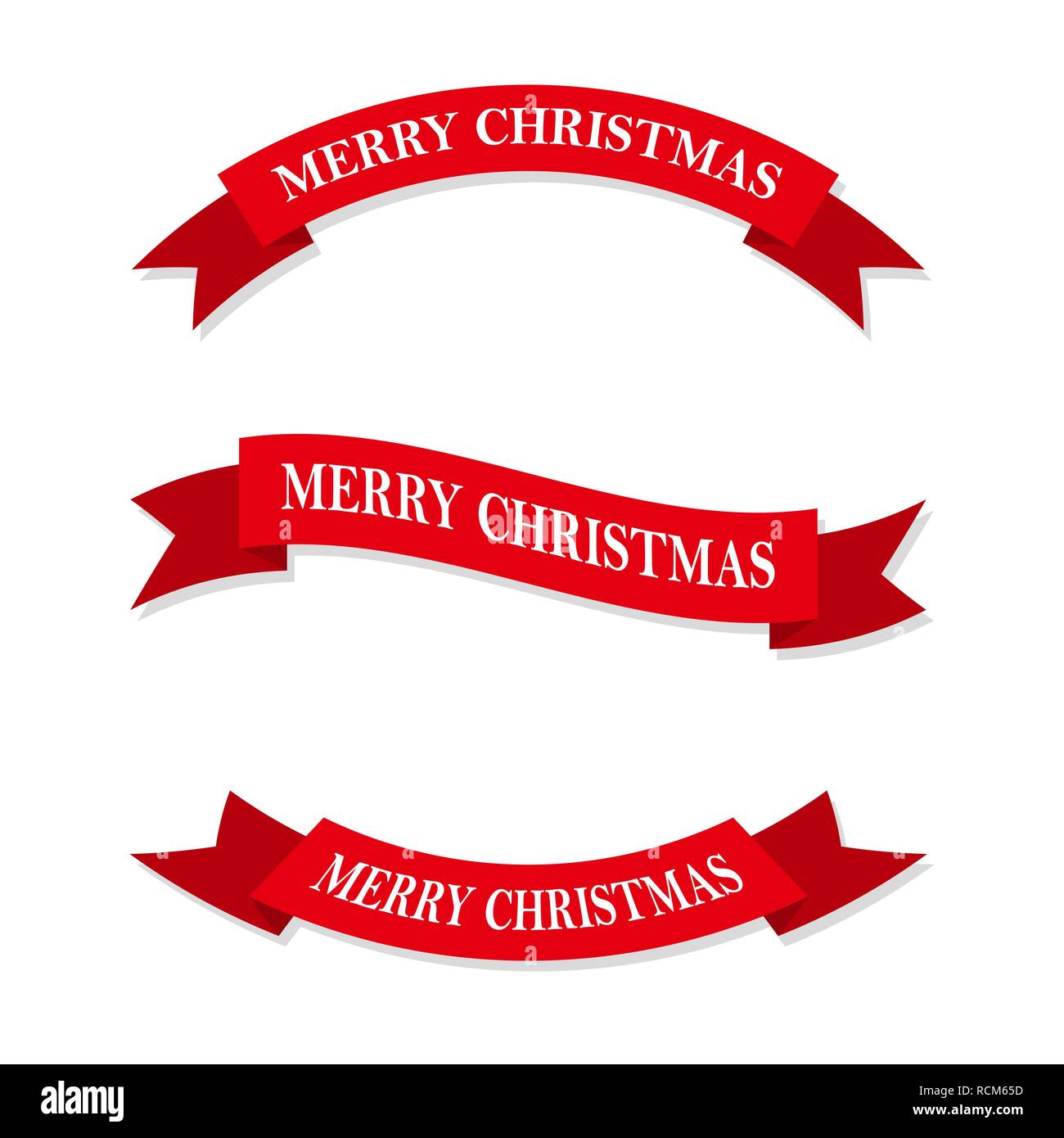 Set of red Christmas ribbons or ribbons. Vector illustration. Festive ...