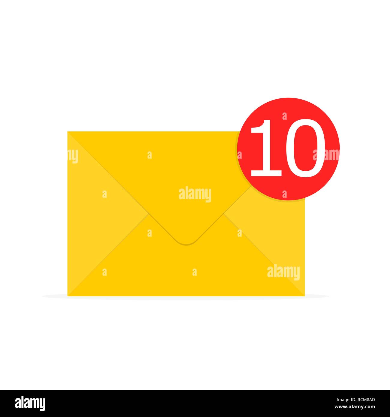Yellow envelope icon in flat design. Vector illustration. Simple ...