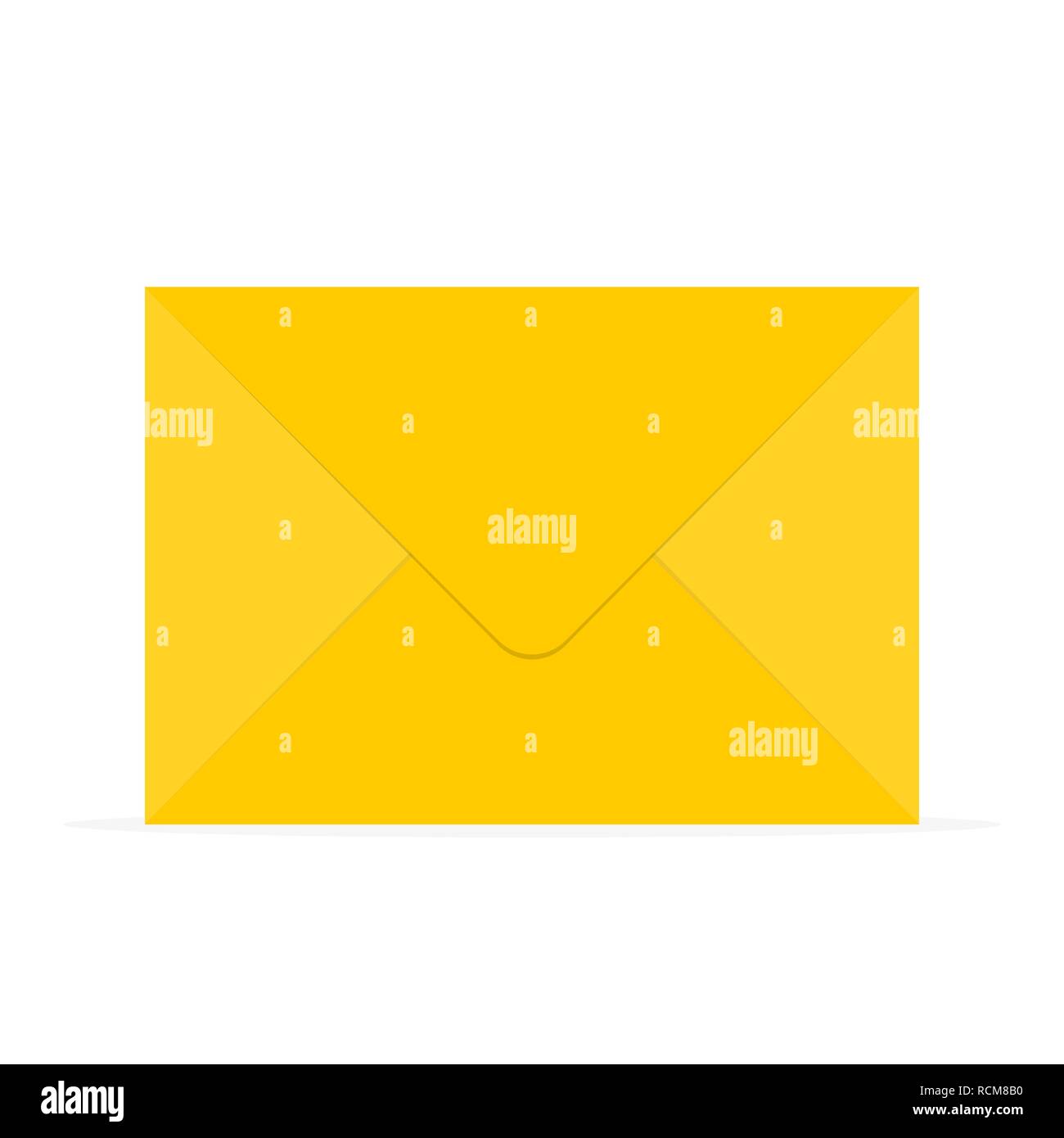 Yellow envelope icon in flat design. Vector illustration. Simple ...