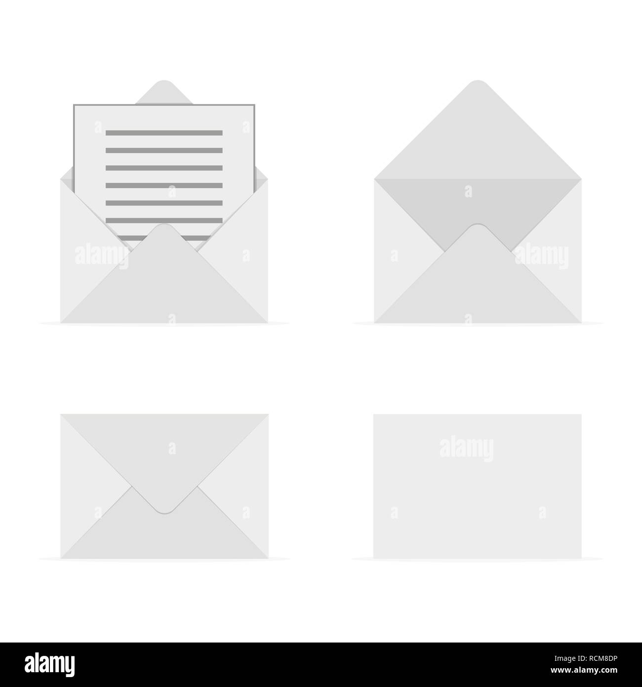 Set of blank envelopes mockup in flat design. Vector illustration ...