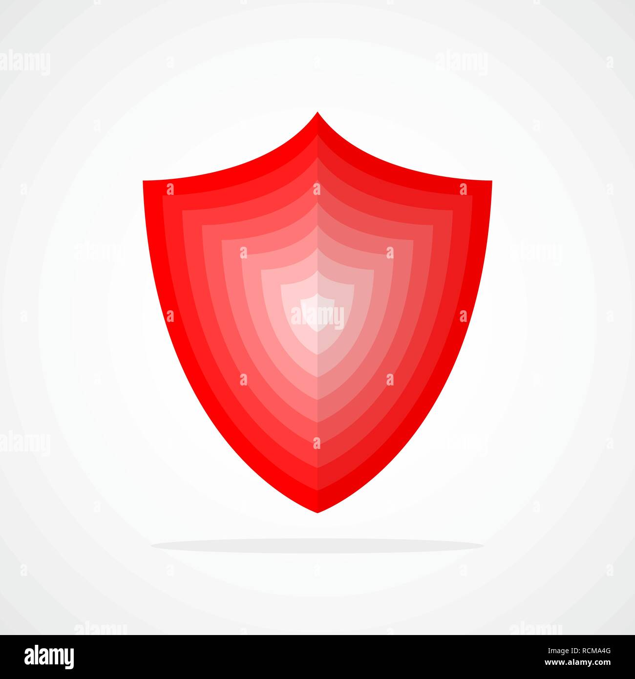 Abstract shield icon. Vector illustration. Red shield isolated on light ...