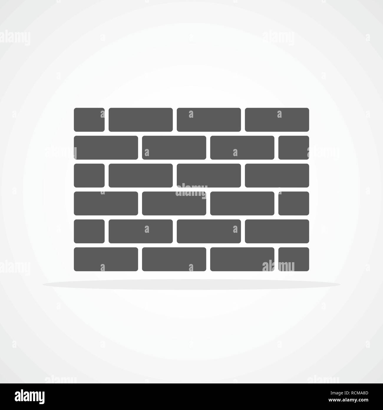 Brick wall icon in flat design. Vector illustration. Gray symbol of ...