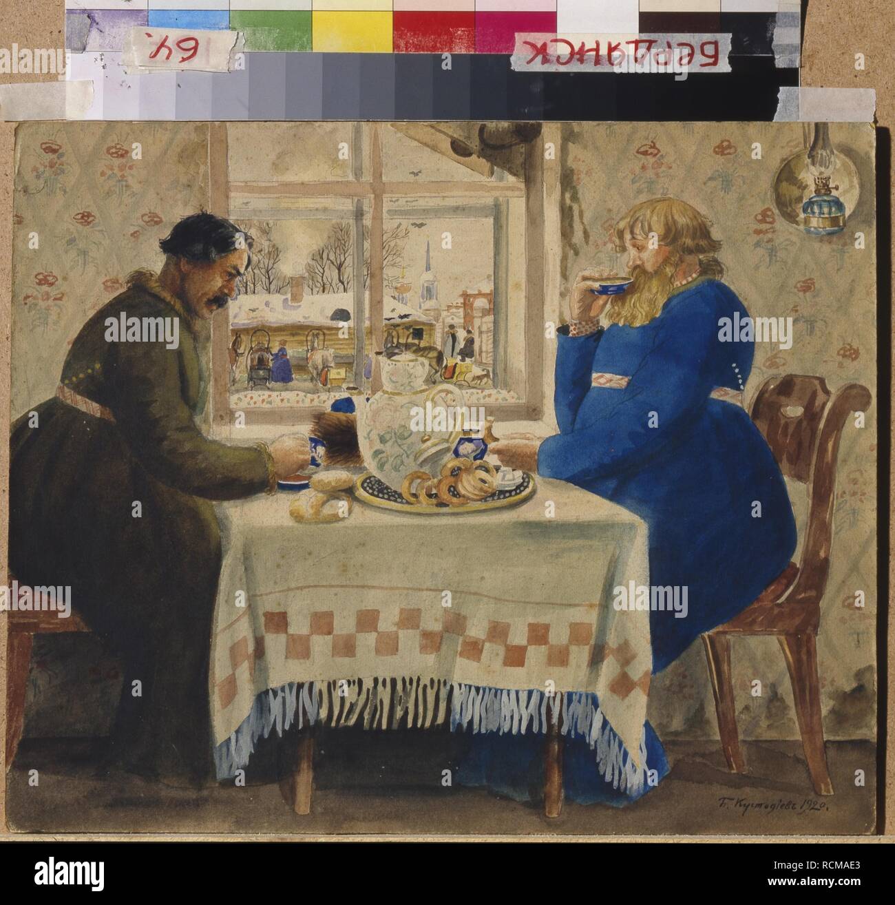 The coachmen. Museum: Regional Art Museum, Berdyansk. Author: Kustodiev ...