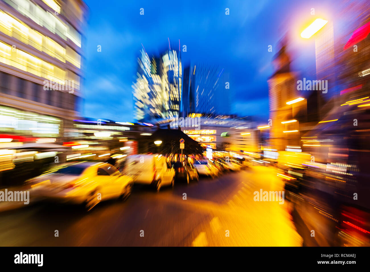 picture with abstract camera made zoom effect of a street scene in the ...