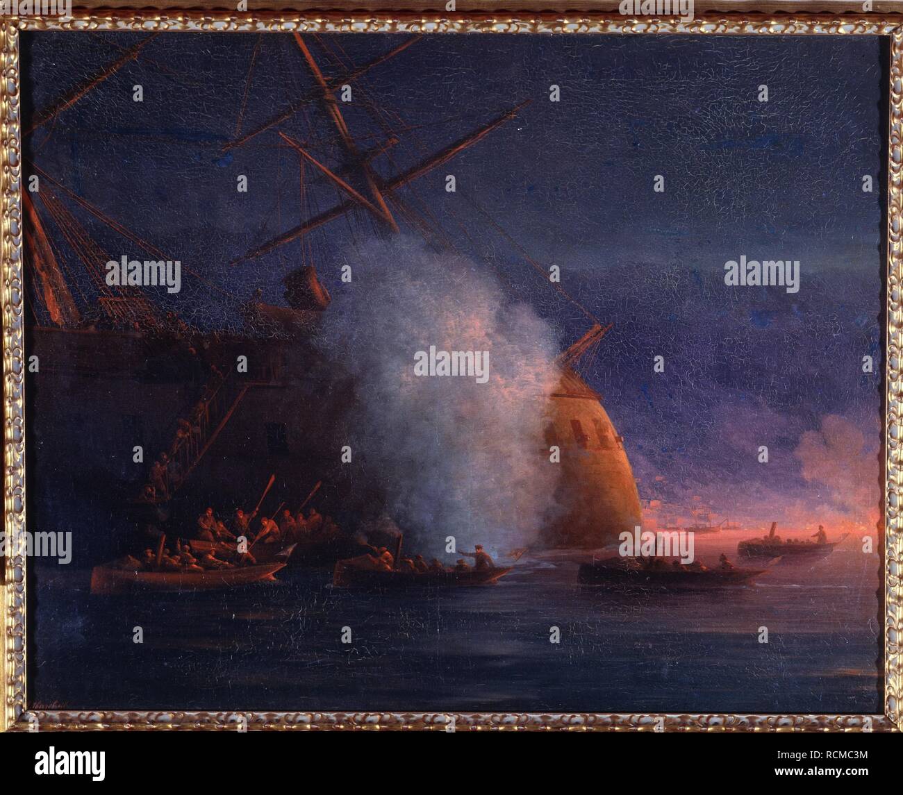 Attack of the Russian Cutters on the Turkish steam battleship Assari ...