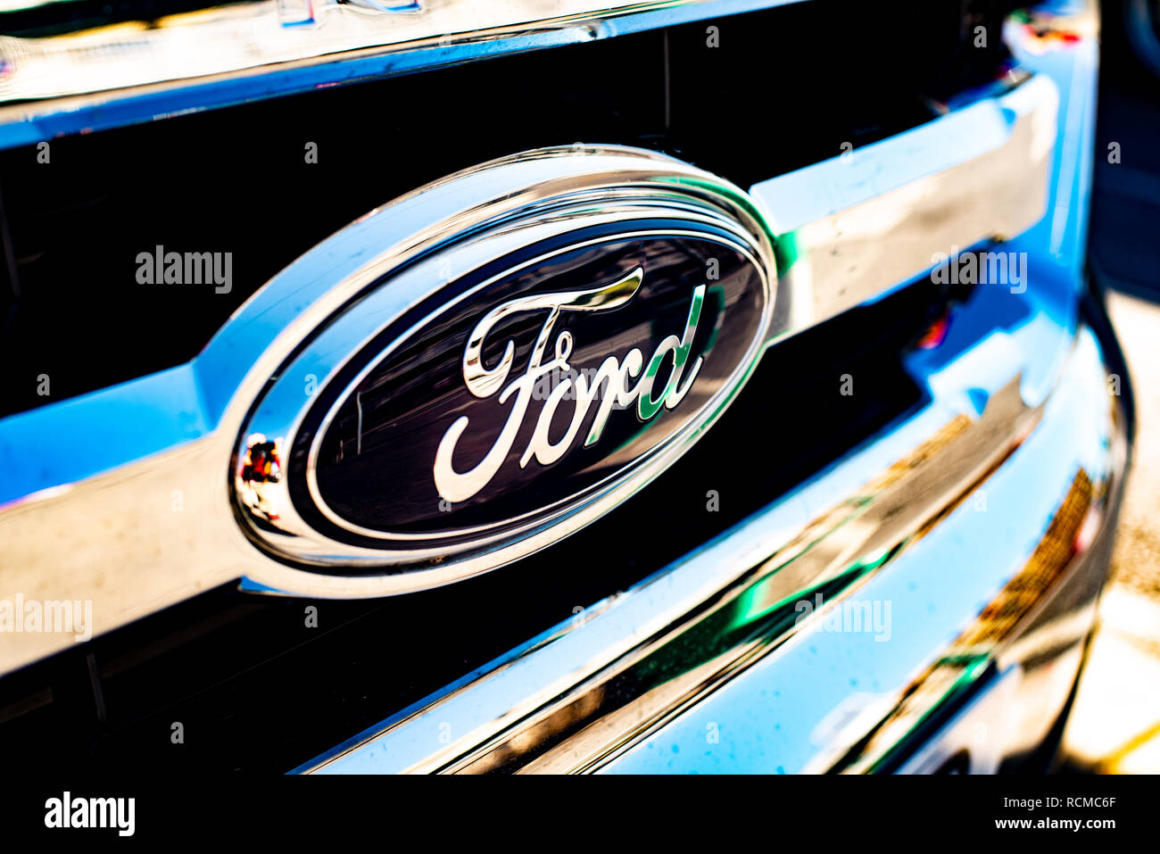 Valencia, Spain - January 13, 2019: Logo of the car manufacturer Ford ...
