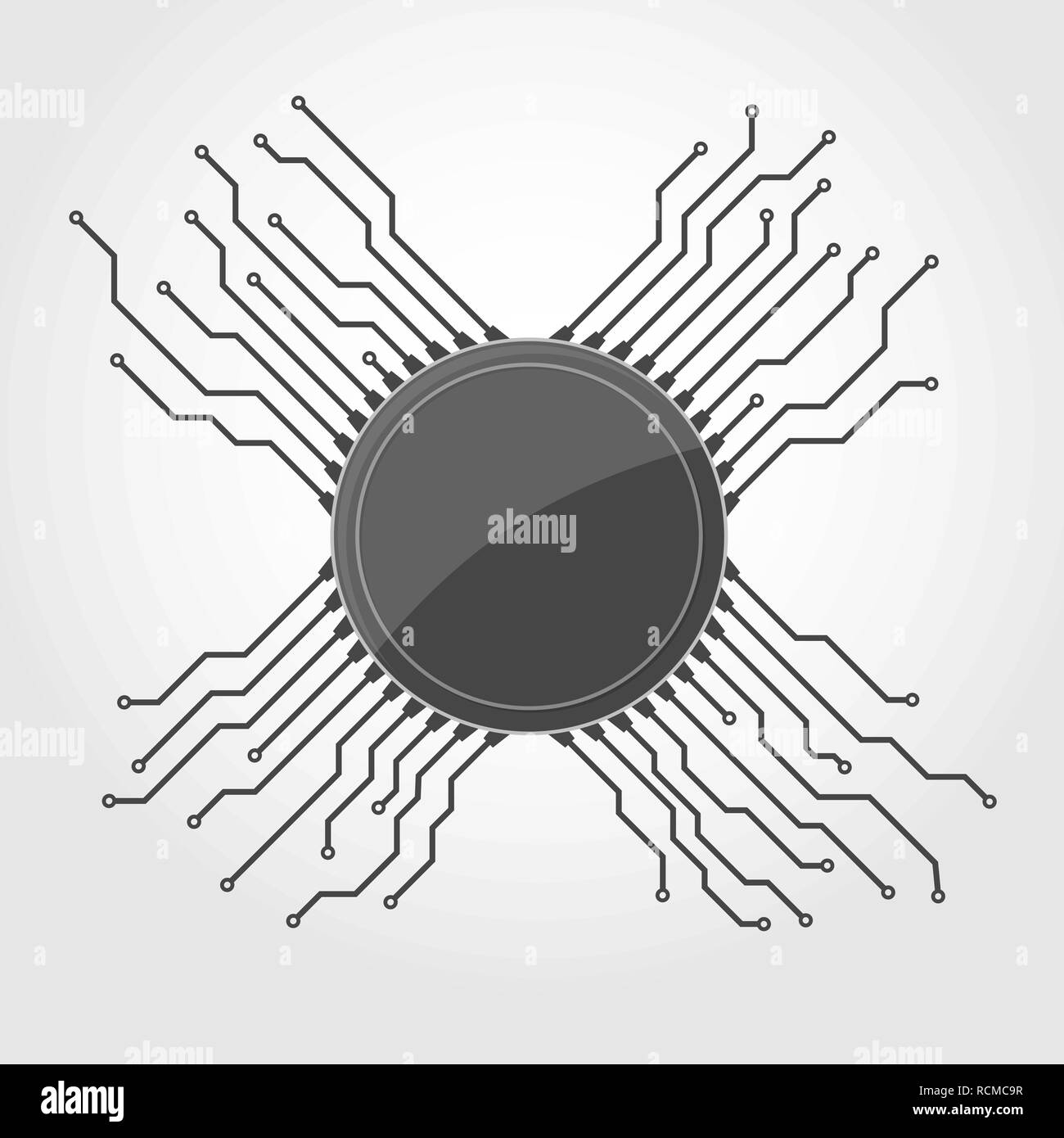 Microchip icon in flat design. Vector illustration. Microcircuit symbol isolated Stock Vector ...