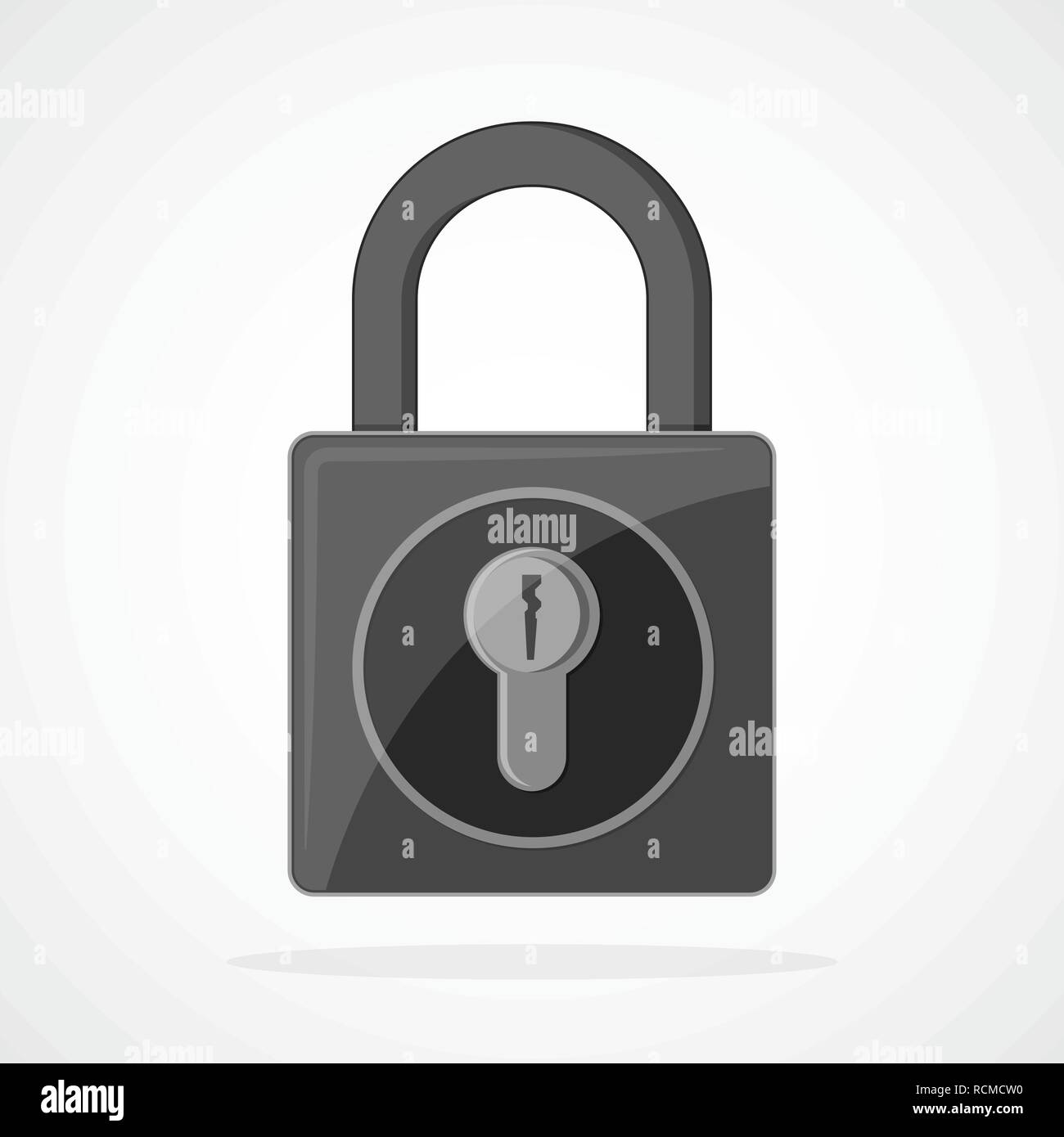Gray lock icon in flat design. Vector illustration. Lock sign, isolated ...