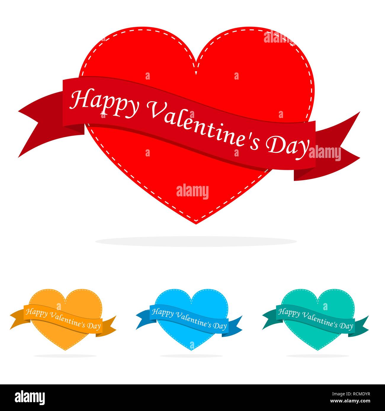 Set of colored hearts for Valentine's day. Vector illustration. Festive ...
