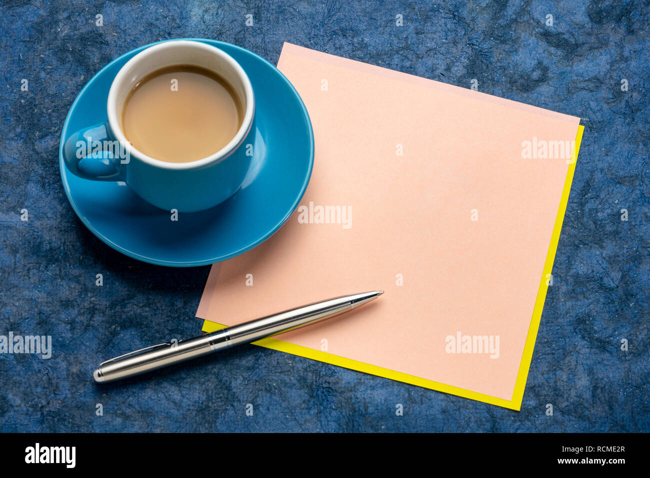 square blank note with a cup of espresso coffee and pen Stock Photo - Alamy