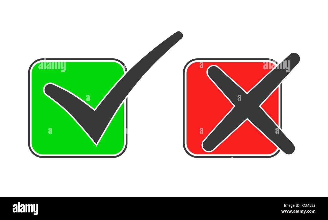 Square frames with Yes and No check marks. Vector illustration. Yes and ...