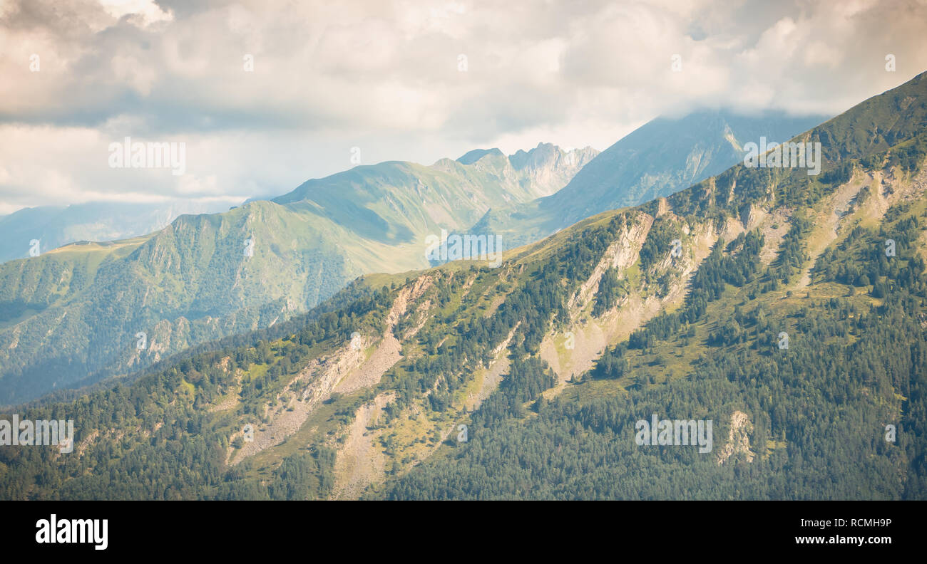 Pyrenees view from the Pla D Adet ski resort next to Saint Lary, France ...