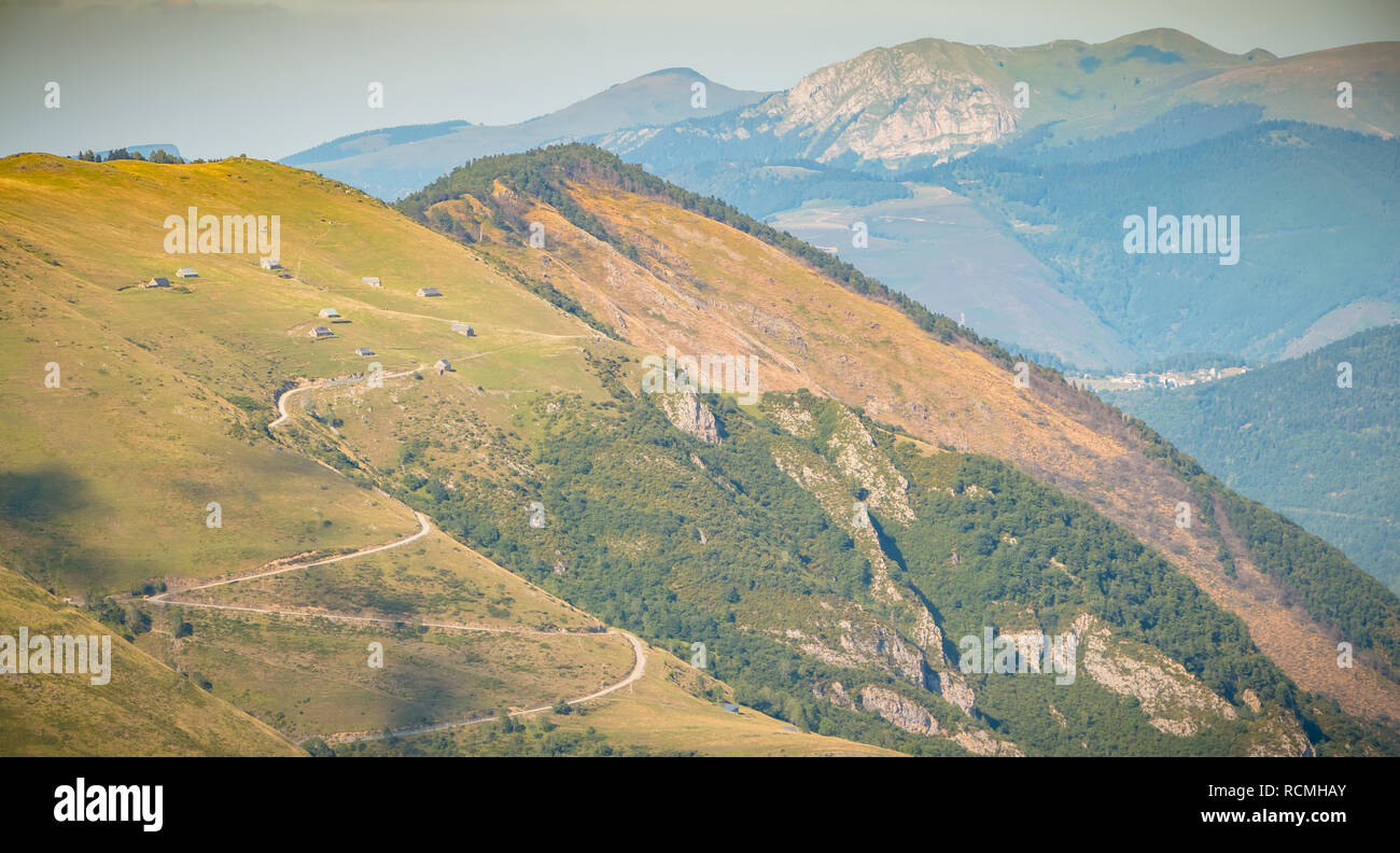 Pyrenees view from the Pla D Adet ski resort next to Saint Lary, France ...