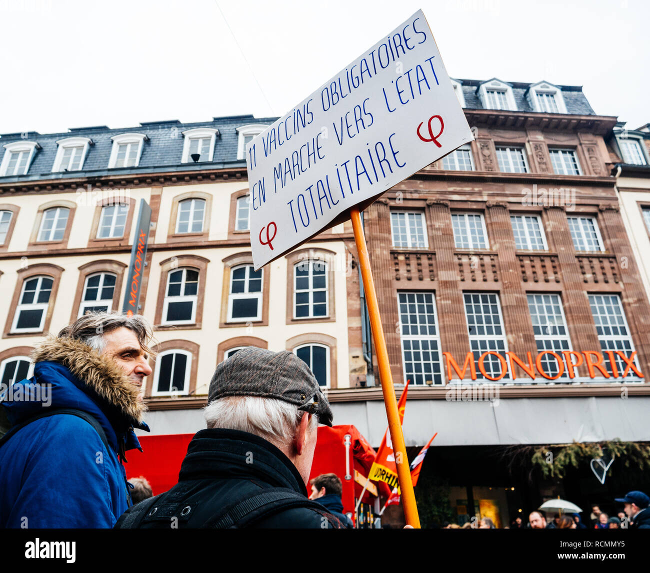 STRASBOURG, FRANCE - MAR 22, 2018: People with flags and placard at ...