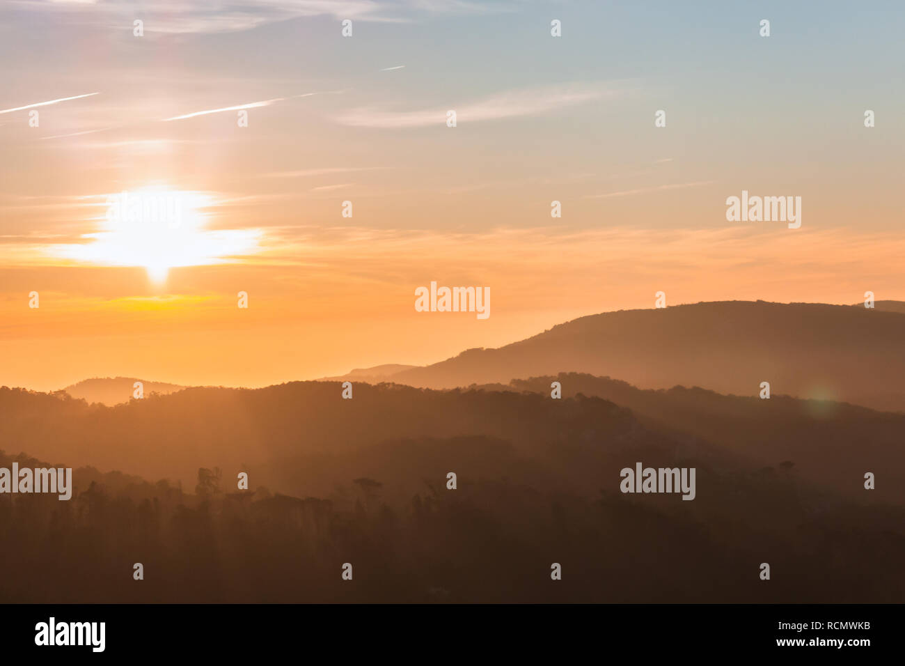 Red sky sunset over sintra hi-res stock photography and images - Alamy
