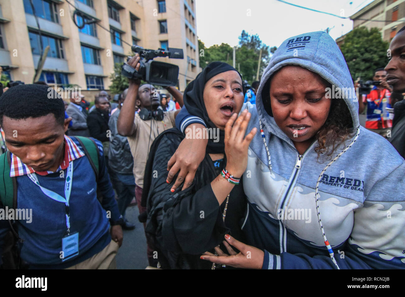 Nairobi, Kenya. 15th Jan, 2019. Family members seen reunited after ...