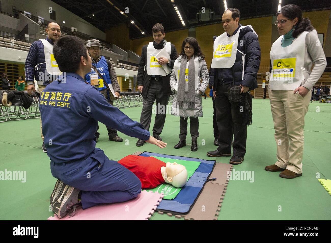 Tokyo, Japan. 16th Jan, 2019. Foreign residents participate in a first ...