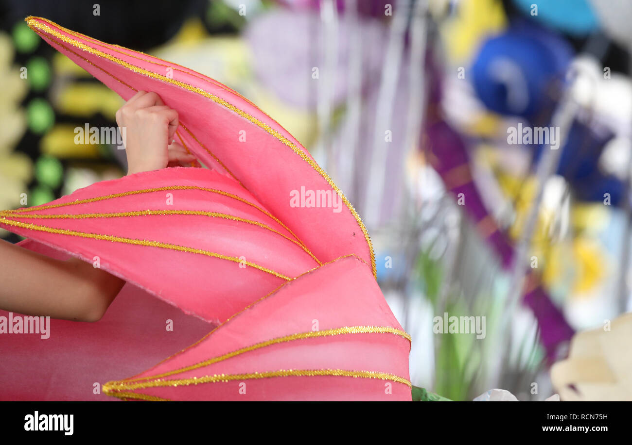 Banting, Selangor, Malaysia. 16th Jan, 2019. A volunteer makes a lotus ...