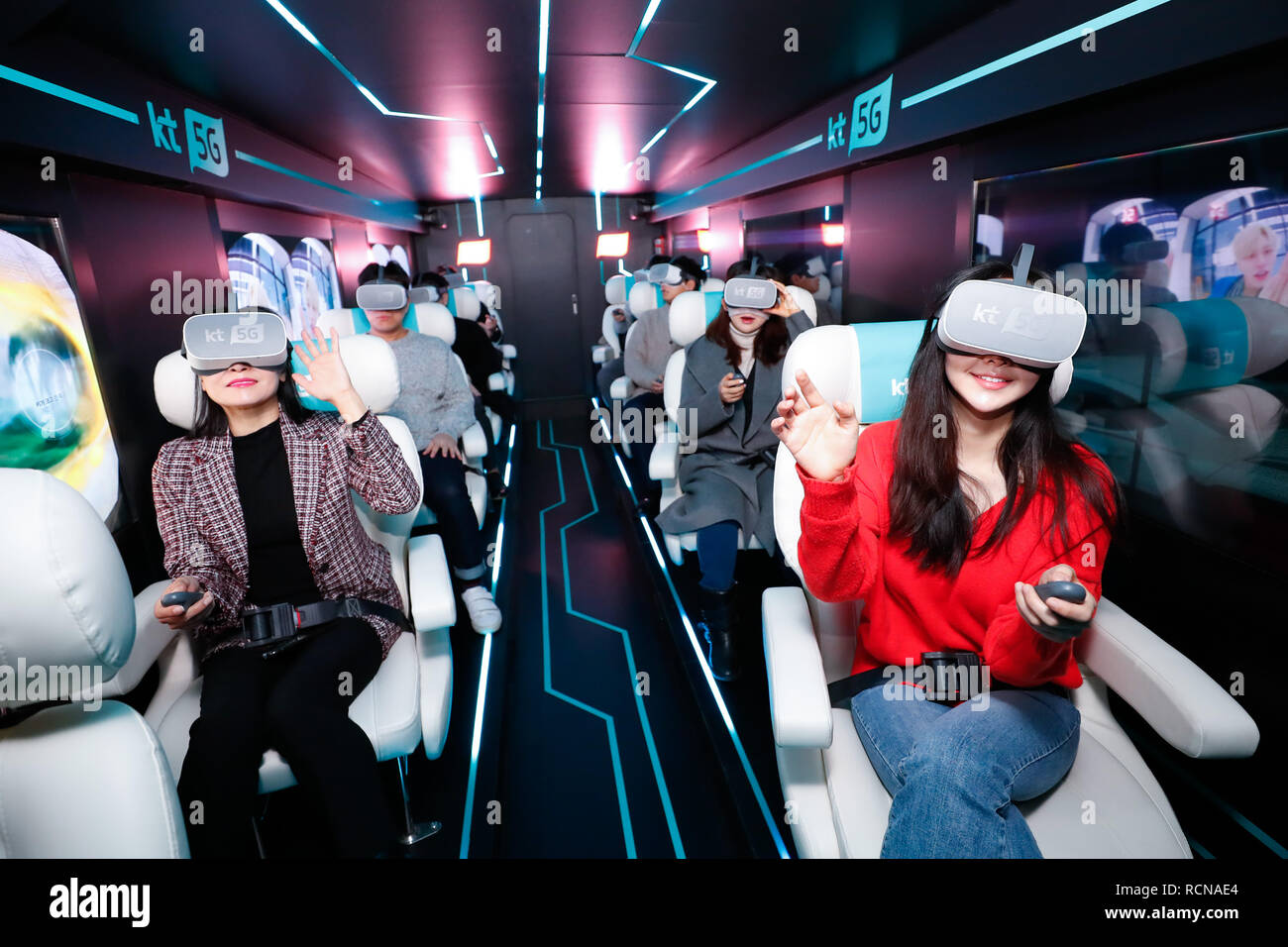 Seoul South Korea 16th Jan 2019 People Wear Vr Devices For An Audio