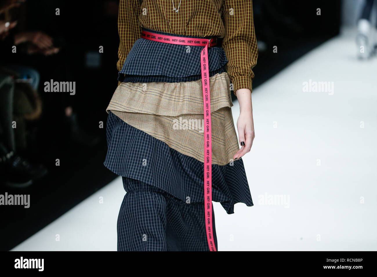 Berlin, Germany. 16th Jan, 2019. A model presents the fashion of the ...