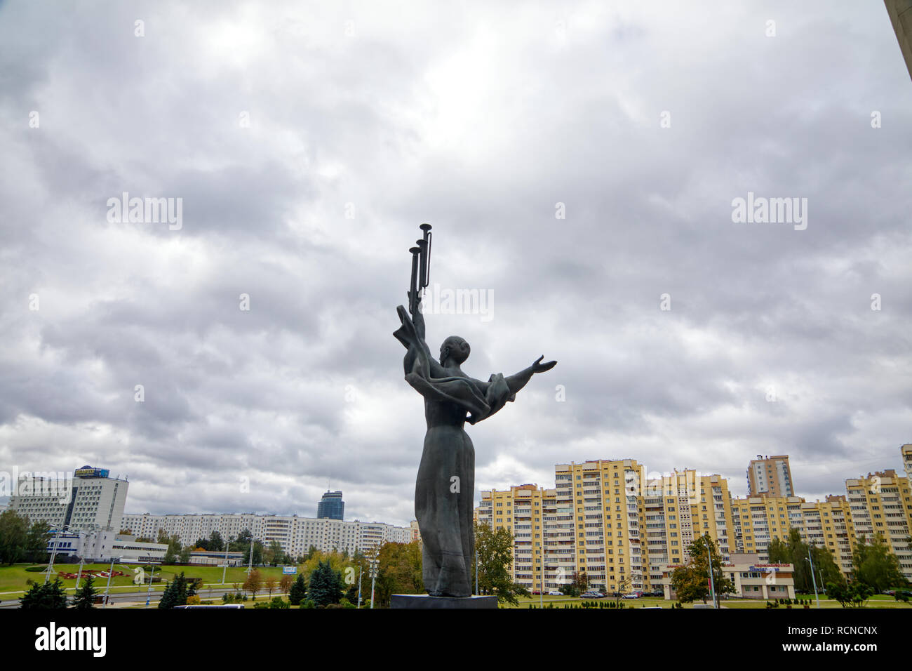 Minsk, Belarus - Οctober 4, 2018: Monument Near Building Belorussian ...